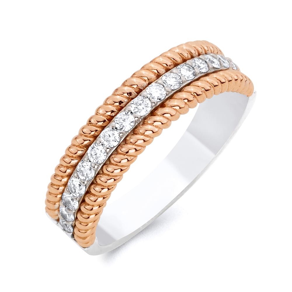 14K Rose Gold Diamond Rope Ring