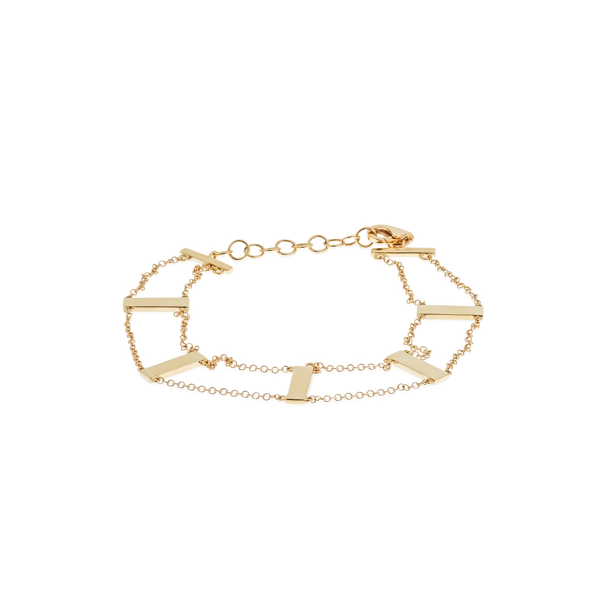 14K Yellow Gold Diamond Ladder Bracelet