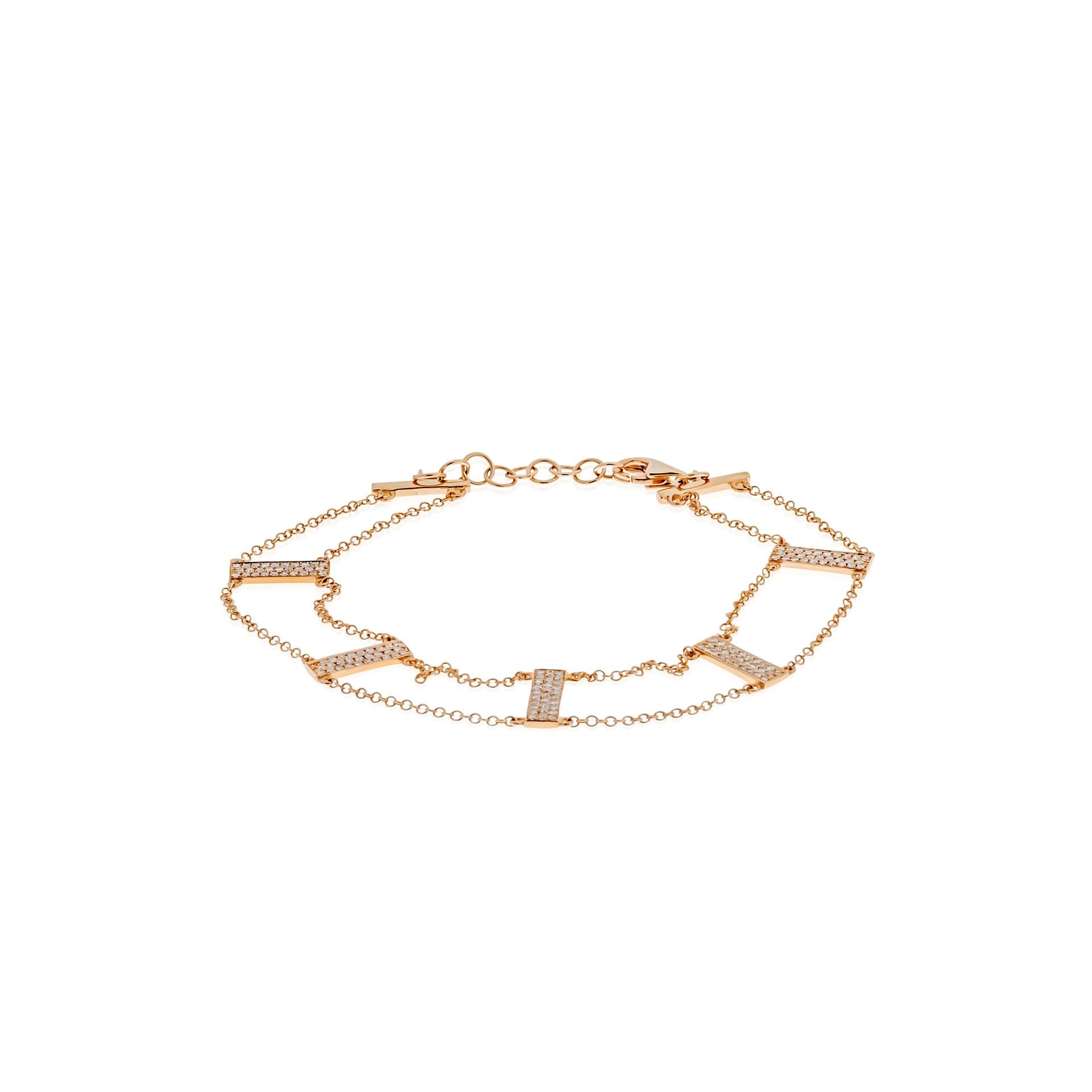 14K Rose Gold Diamond Ladder Bracelet