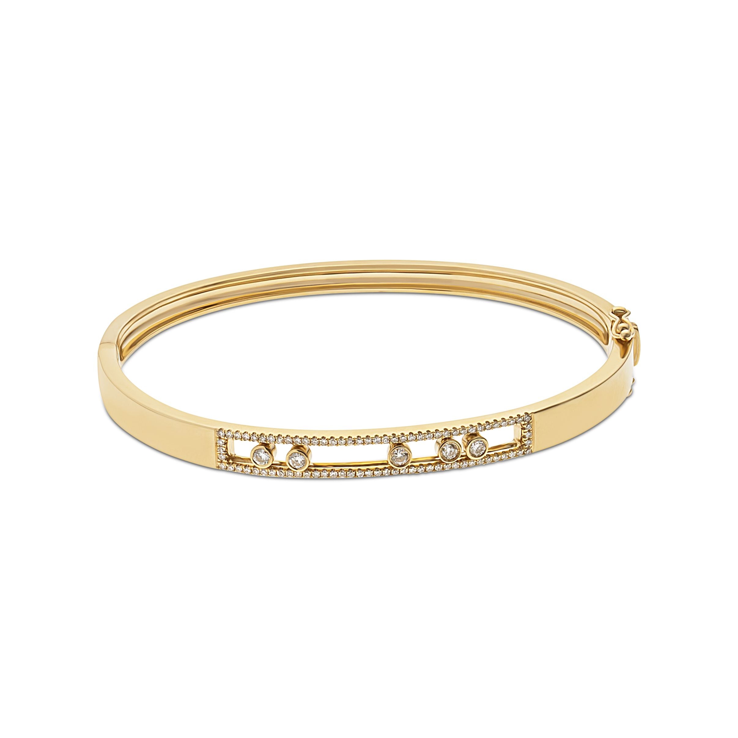 14K Yellow Gold Diamond Slider Bangle